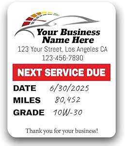 Amazon.com - Custom Oil Change Stickers Your Logo - Personalized ...