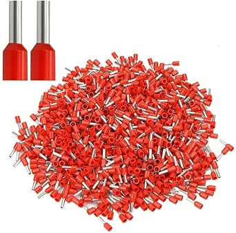 ESPtronics 1000 Pcs Ferrule Copper Crimp Connectors AWG18, 1.0mm Red ...
