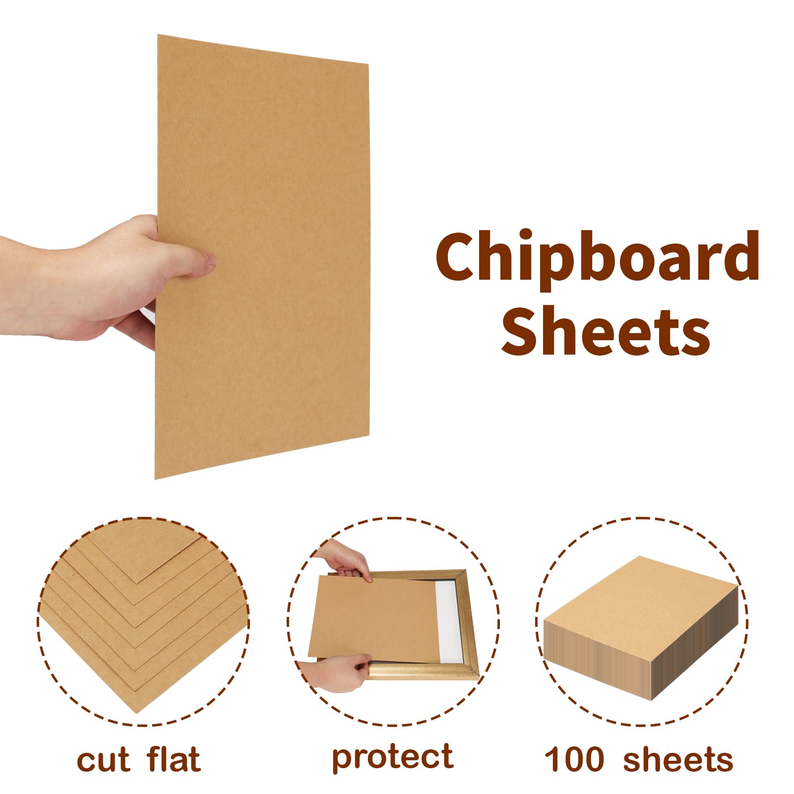 EDENSEELAKE 100 PACK 8.5x11 Chipboard Sheets, Kraft 8.5 x 11 inches ...