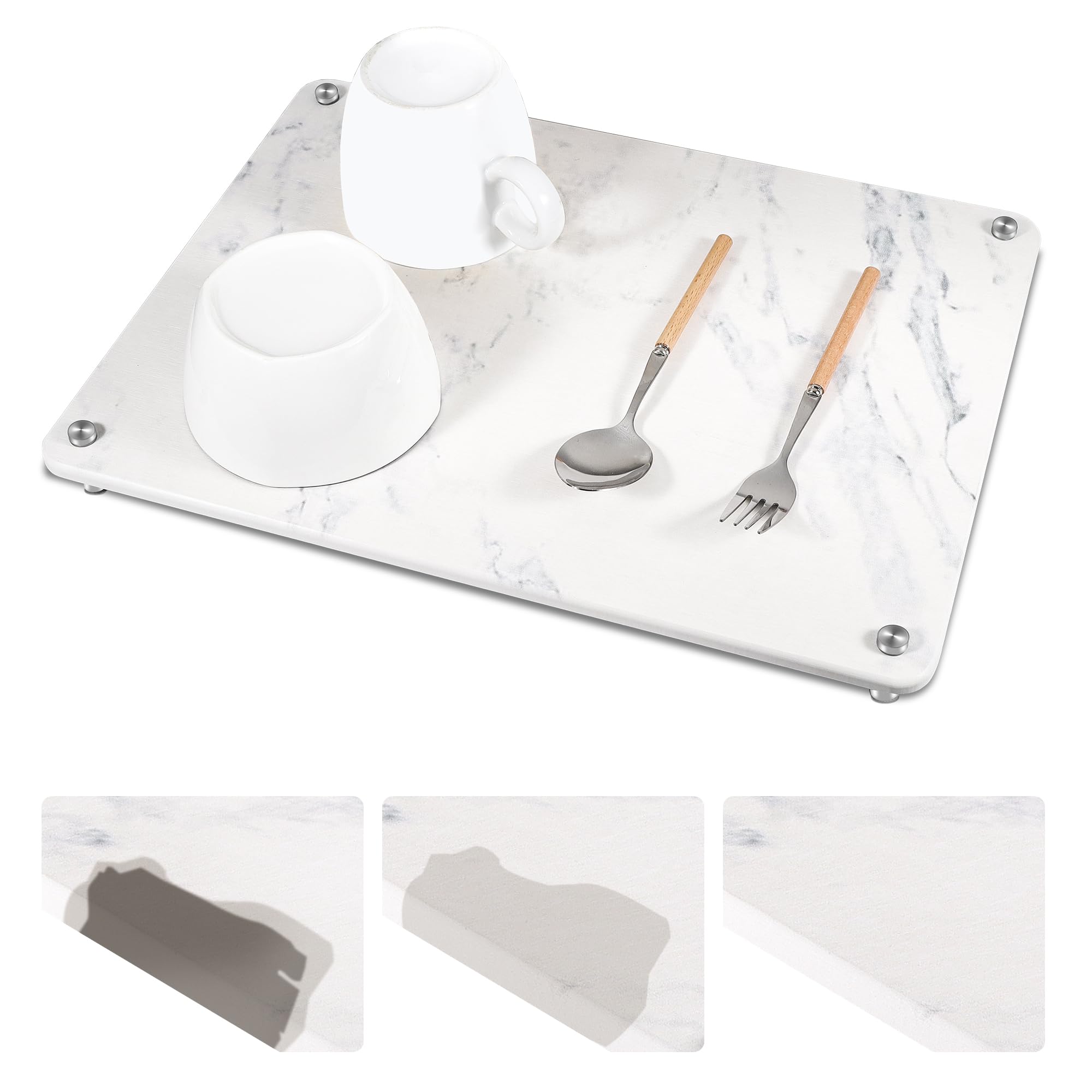 Amazon.com: Stone Dish Drying Mats for Kitchen Counter, White Marble 12 ...