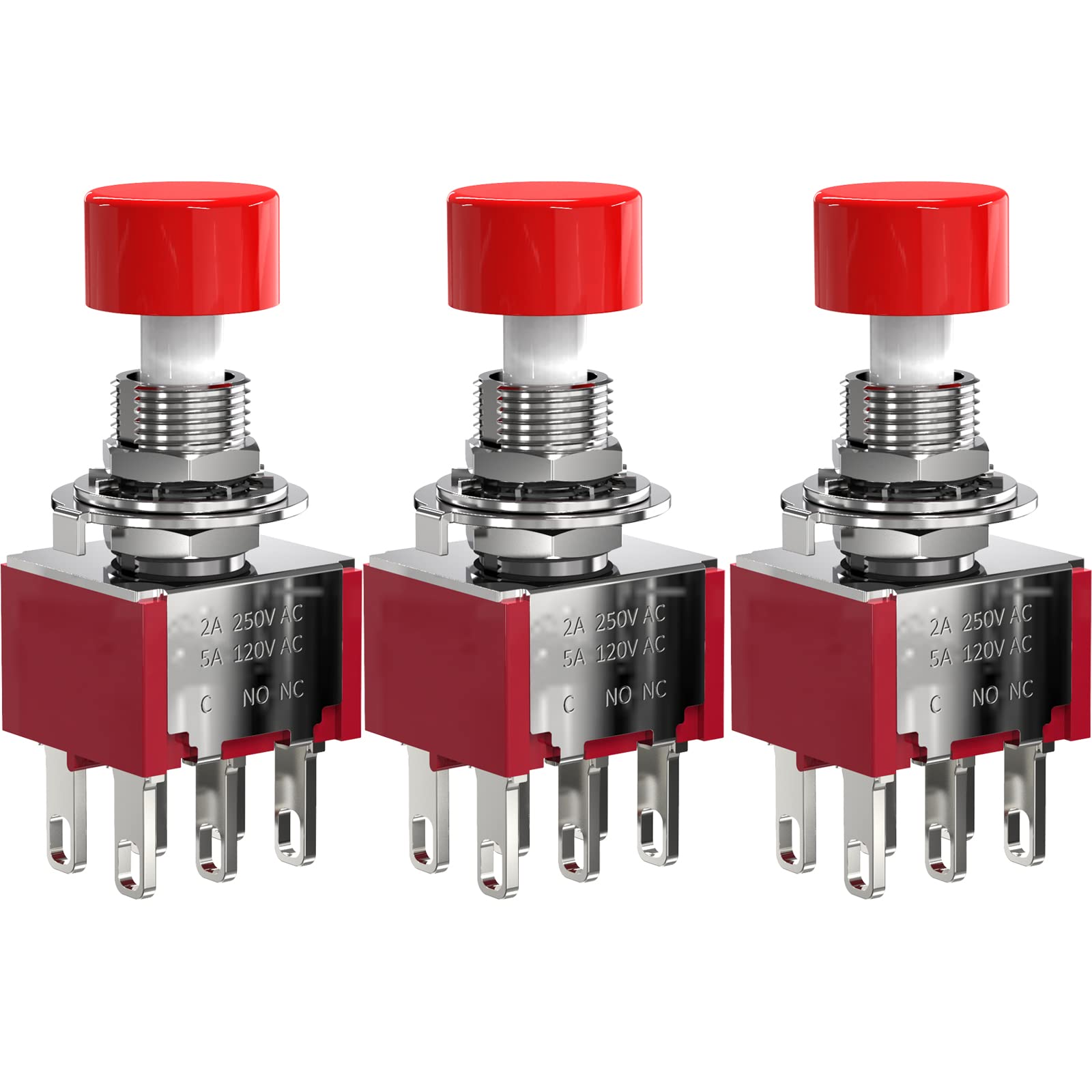 Buy AC 2A/250V 5A/120V 6 Pin Momentary Push Button Switch NO NC with ...