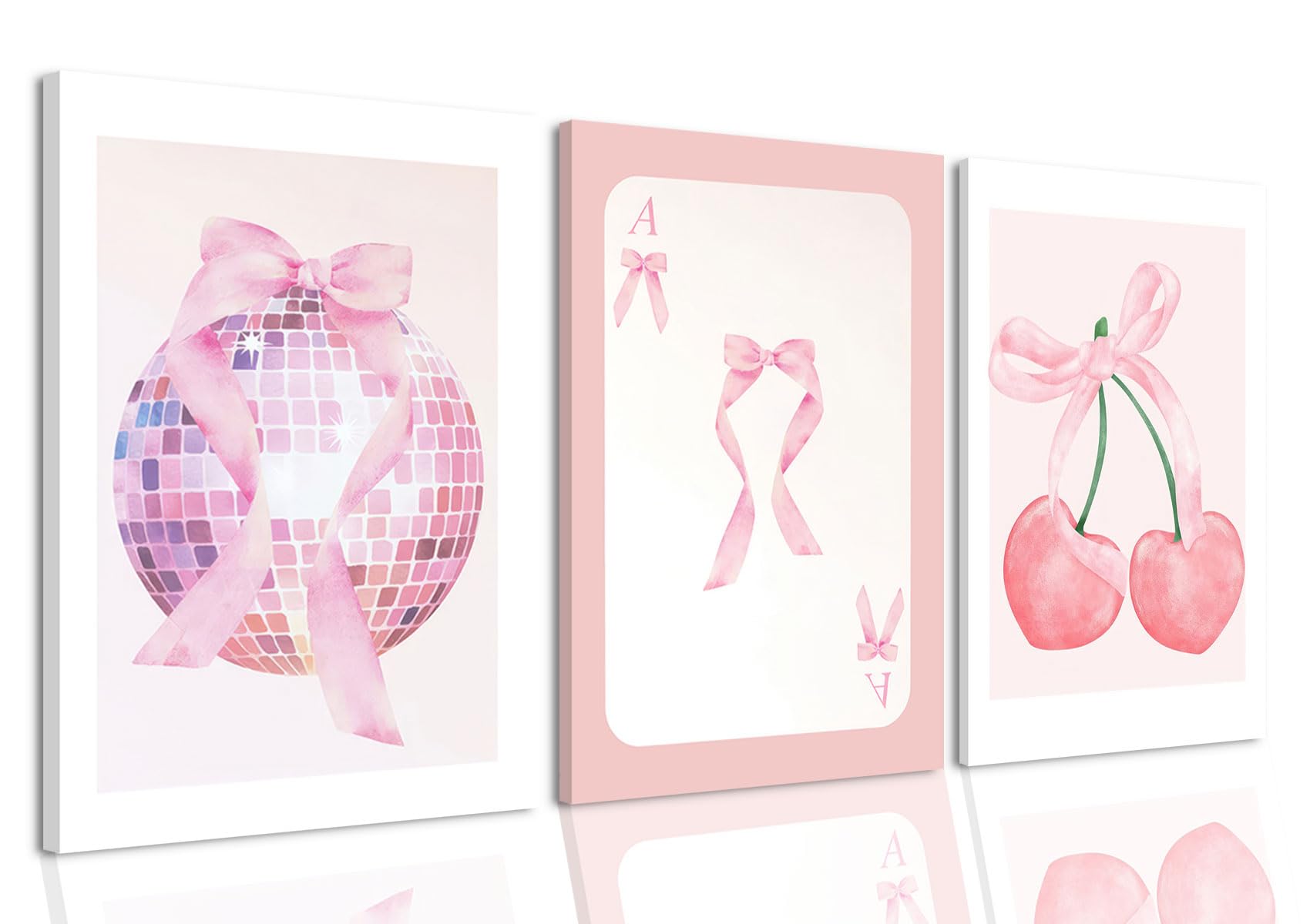 Amazon.com: MTFBWY Coquette Bow Canvas Wall Art Pink Cherry Poster ...