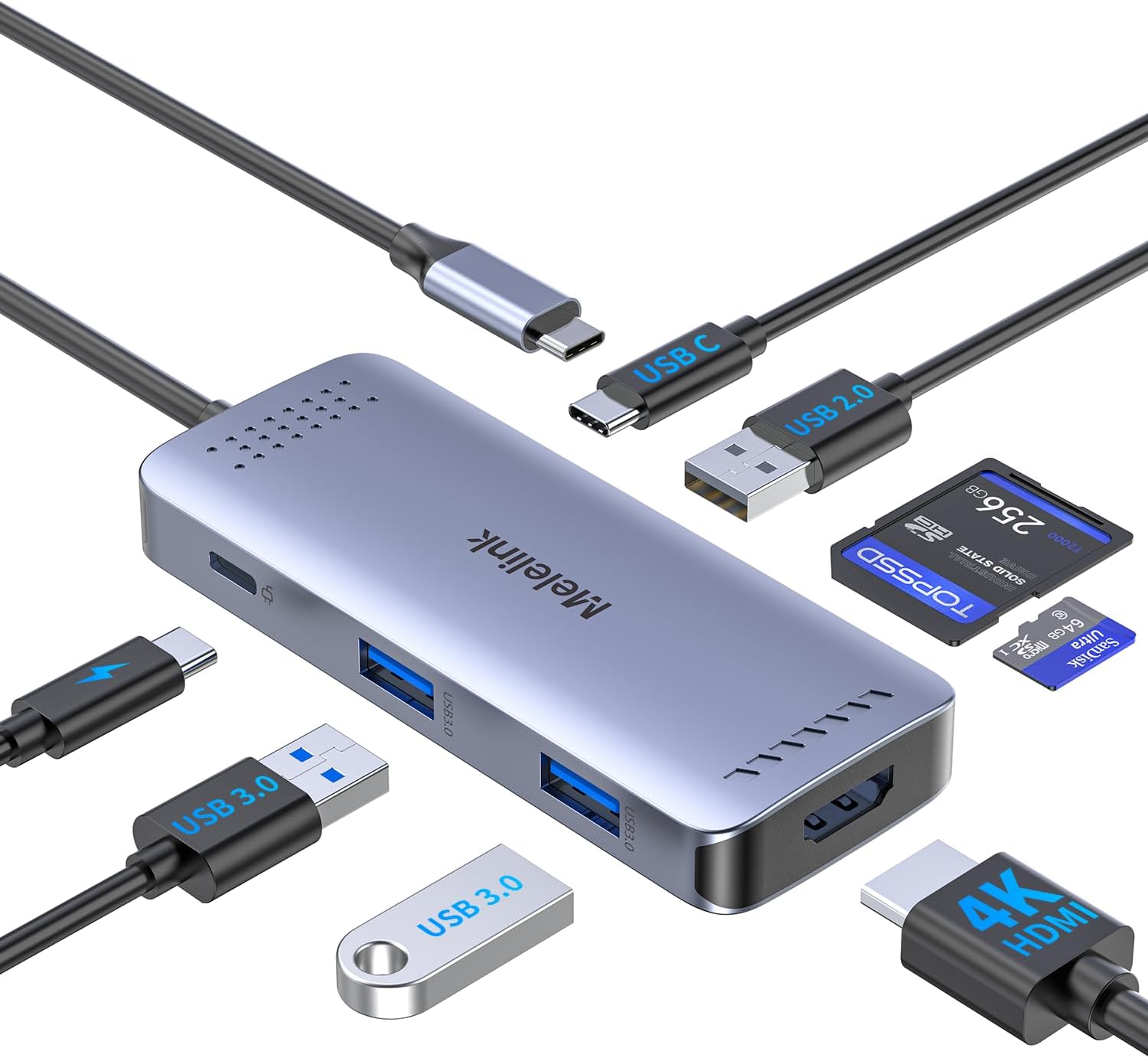 Amazon.com: USB C Hub Multiport Adapter for MacBook Pro/Air, 8 in 1 USB-C Dock Mac Dongle HDMI ...