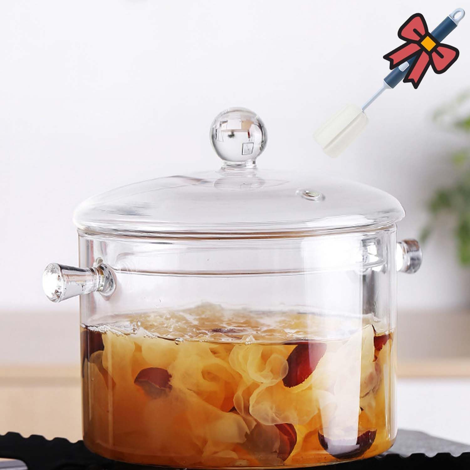 Amazon.com: Clear Glass Simmer pot Set for Cooking On Stove, 1.5L/50 OZ ...