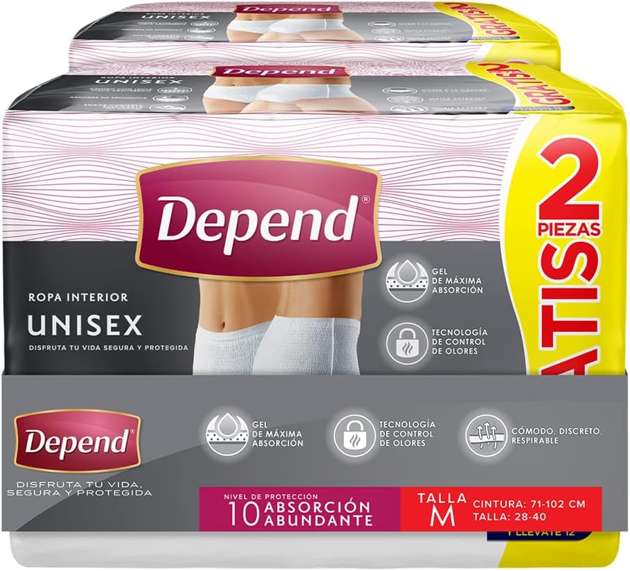 Depend Ropa Interior Unisex para Incontinencia, Talla Mediana, 20 ...