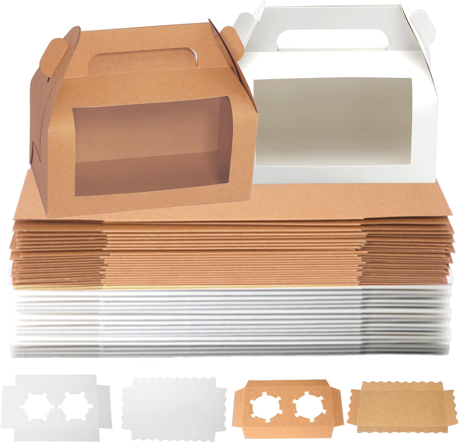 Amazon.com: PQZKLDP 24pcs Bento Paper Gable Cake Boxes with Window 6 ...