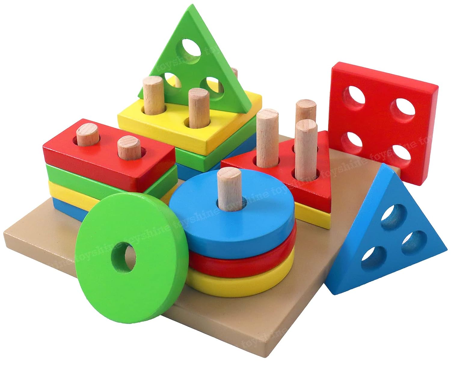 Toyshine Wooden Building Blocks Shapes Square Column Blocks Sorting ...