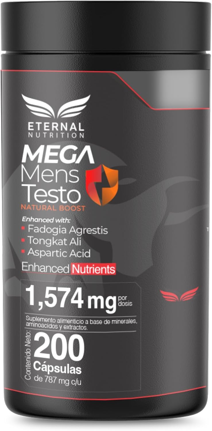 MEGA MENS TESTO 200 capsulas (1574mg por porcion) Testo para hombres ...