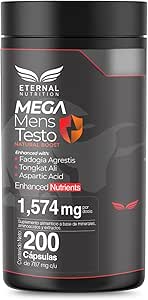 MEGA MENS TESTO 200 capsulas (1574mg por porcion) Testo para hombres ...