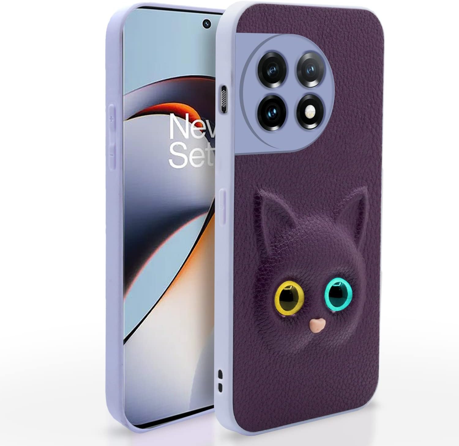 Pikkme OnePlus 11R Back Cover for Girls | Cute Cat Leather Finish ...