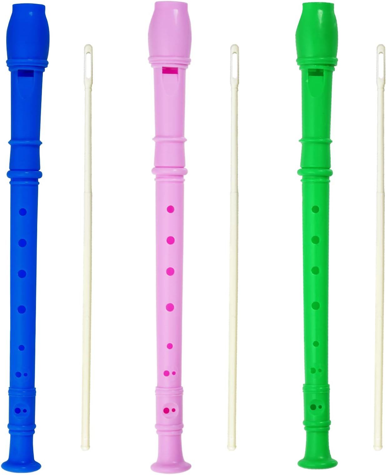 Amazon.com: 3 Pack 8 Hole Soprano Recorders Descant Flute With Cleaning ...