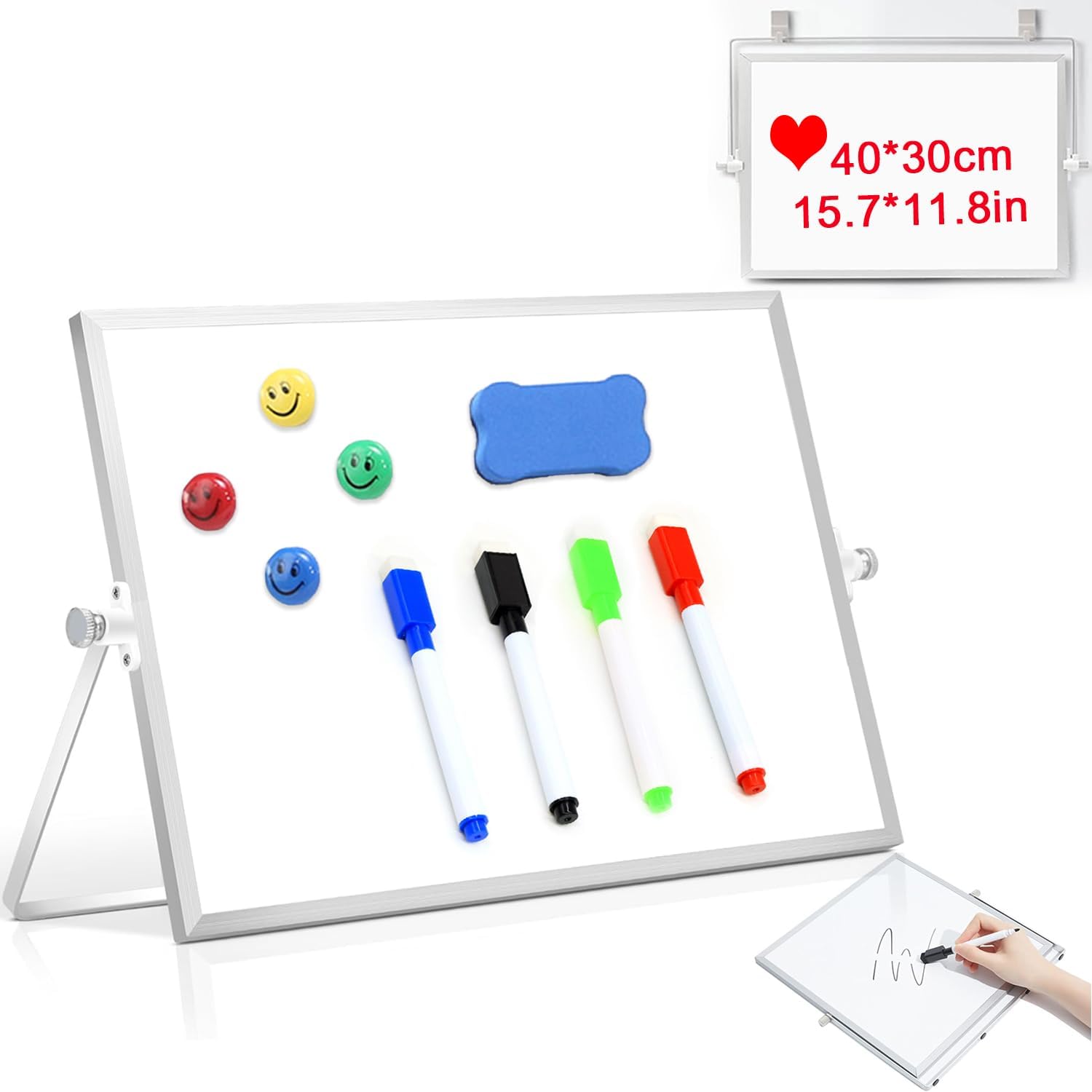 Pizarrón Blanca 40 * 30cm, Pizarrón Blanca Pequeña, Incluye 4 Plumones ...
