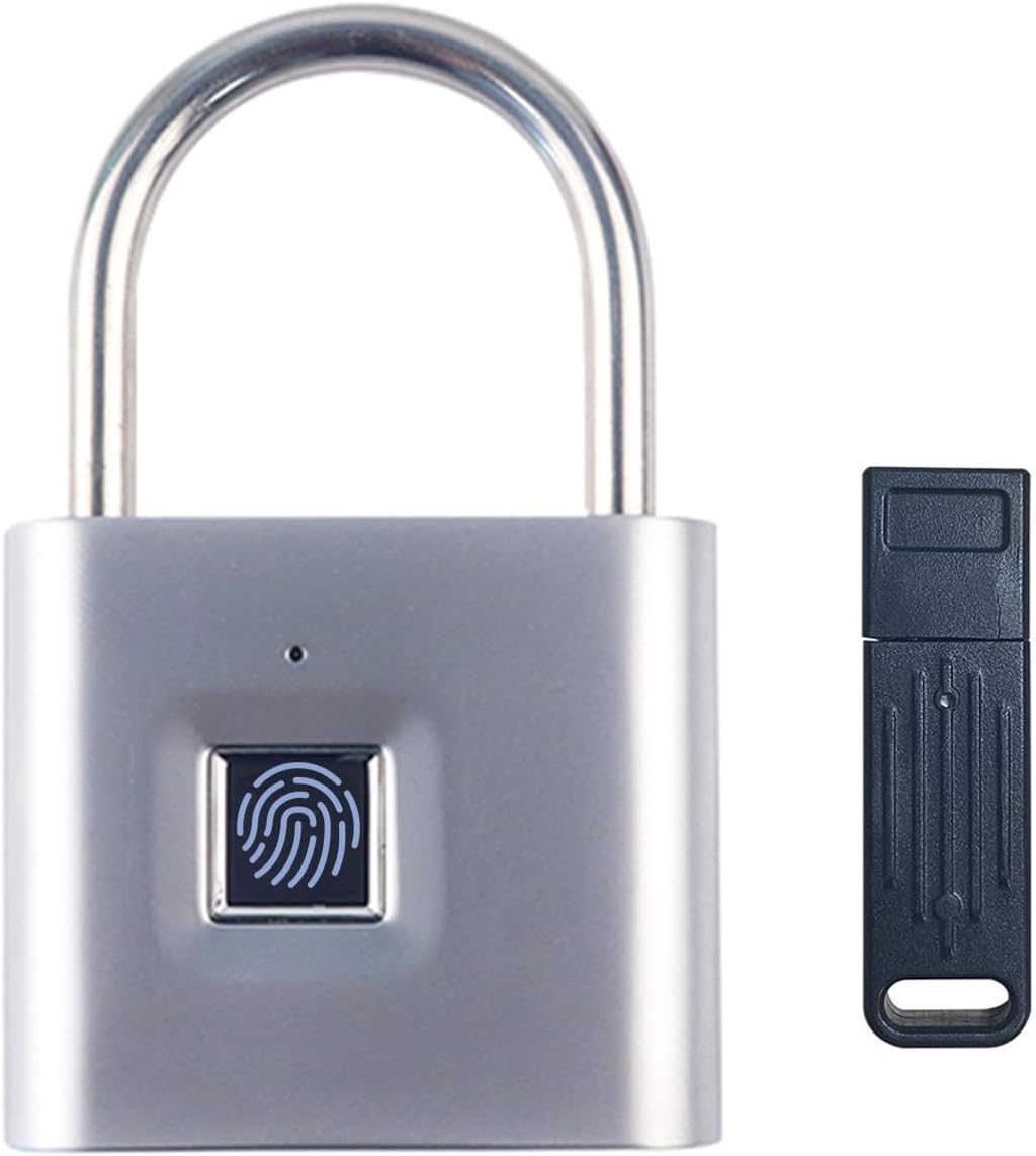 TenixLox Fingerprint Padlock with Emergency Key, IP66 Waterproof and ...