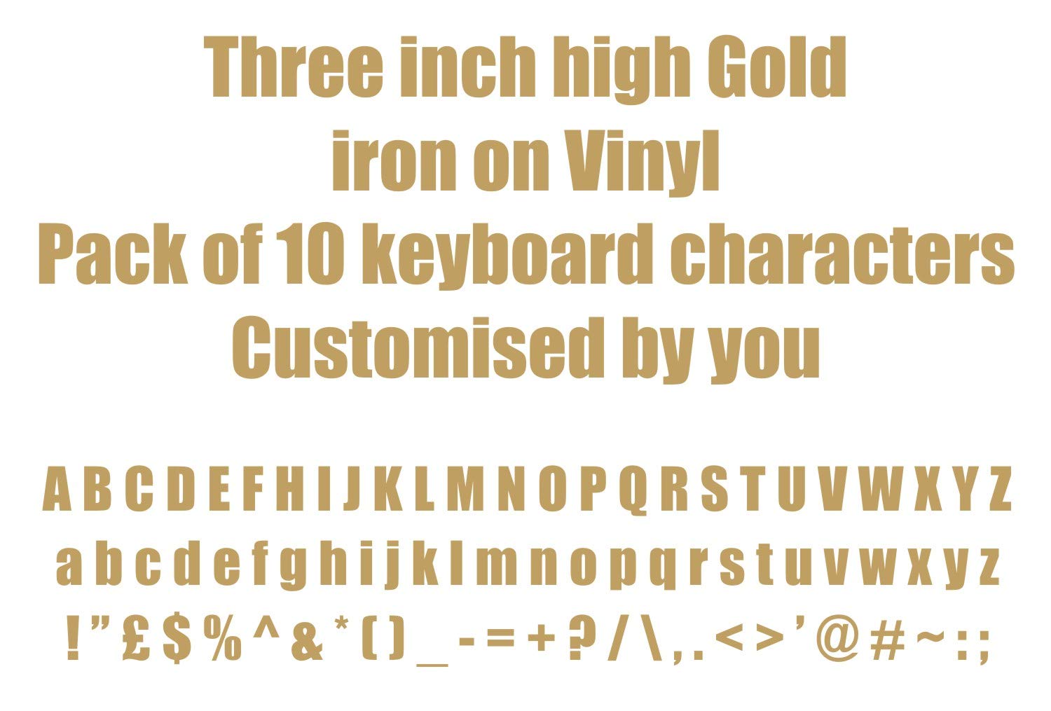 Three Inch High Gold Iron On Vinyl Pack Of 10 | Desertcart INDIA