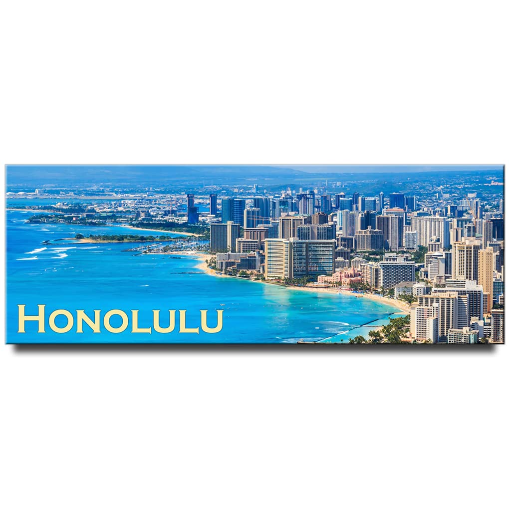 Amazon.com: Honolulu Panoramic Fridge Magnet Aloha Hawaii Travel ...