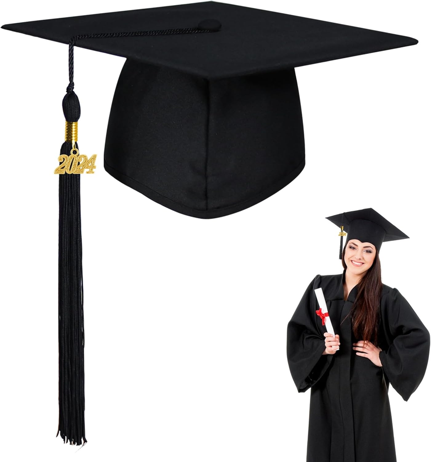 Zercart Graduation Hat for Adult Black Graduation Cap with 2024 Year ...