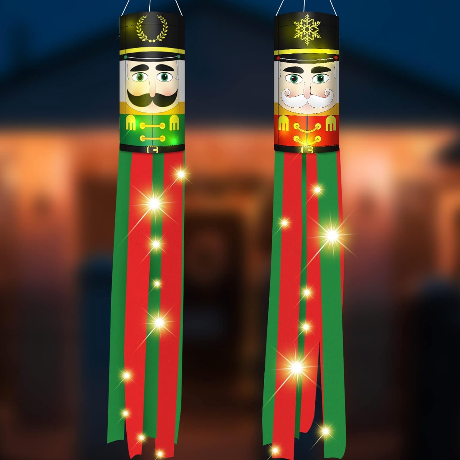Amazon.com : 2 Pieces Christmas Windsock Flags with LED Lights Winter ...