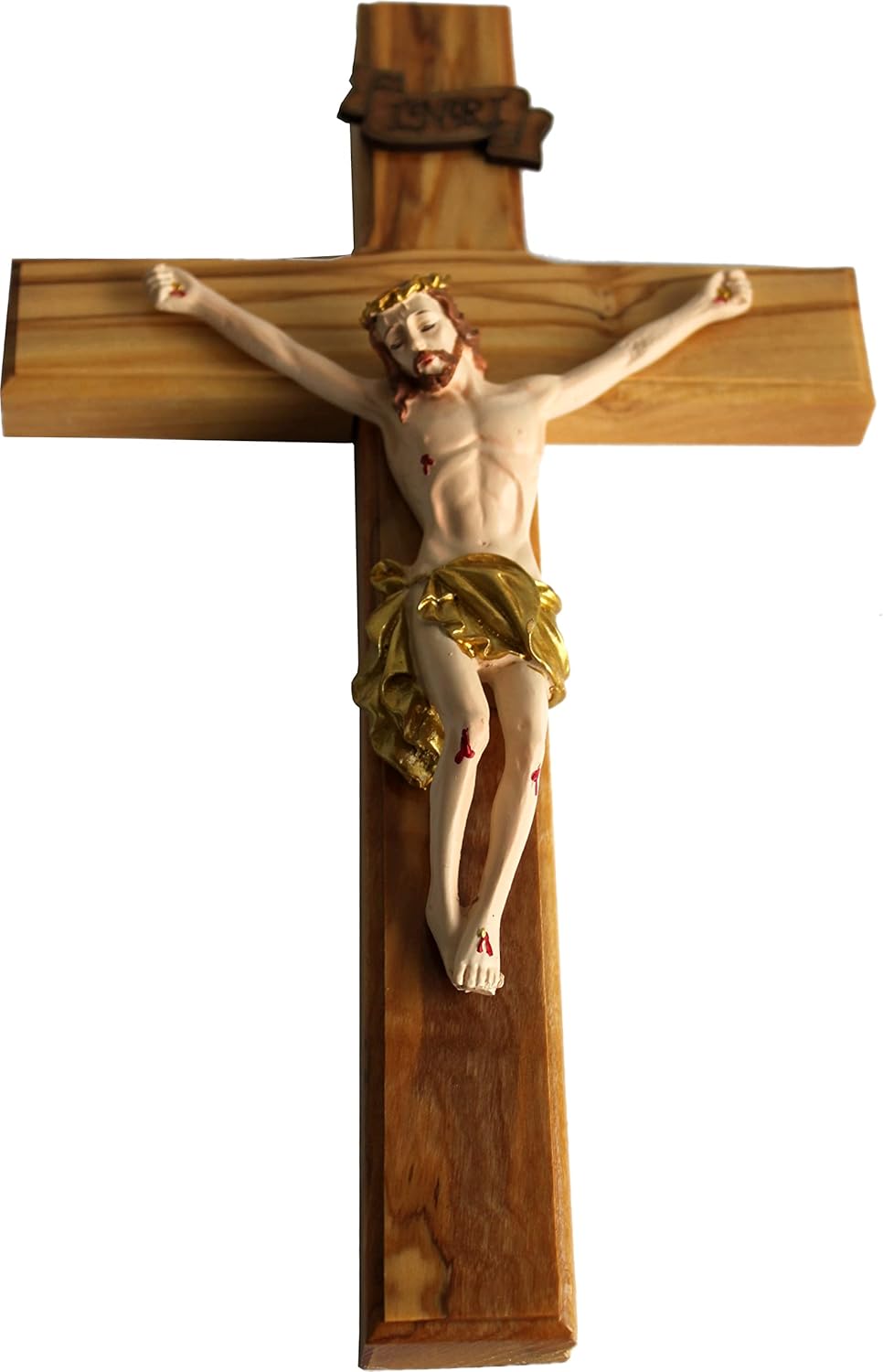 Amazon.com: Holy Land Market Olive wood Cross from Bethlehem with a ...