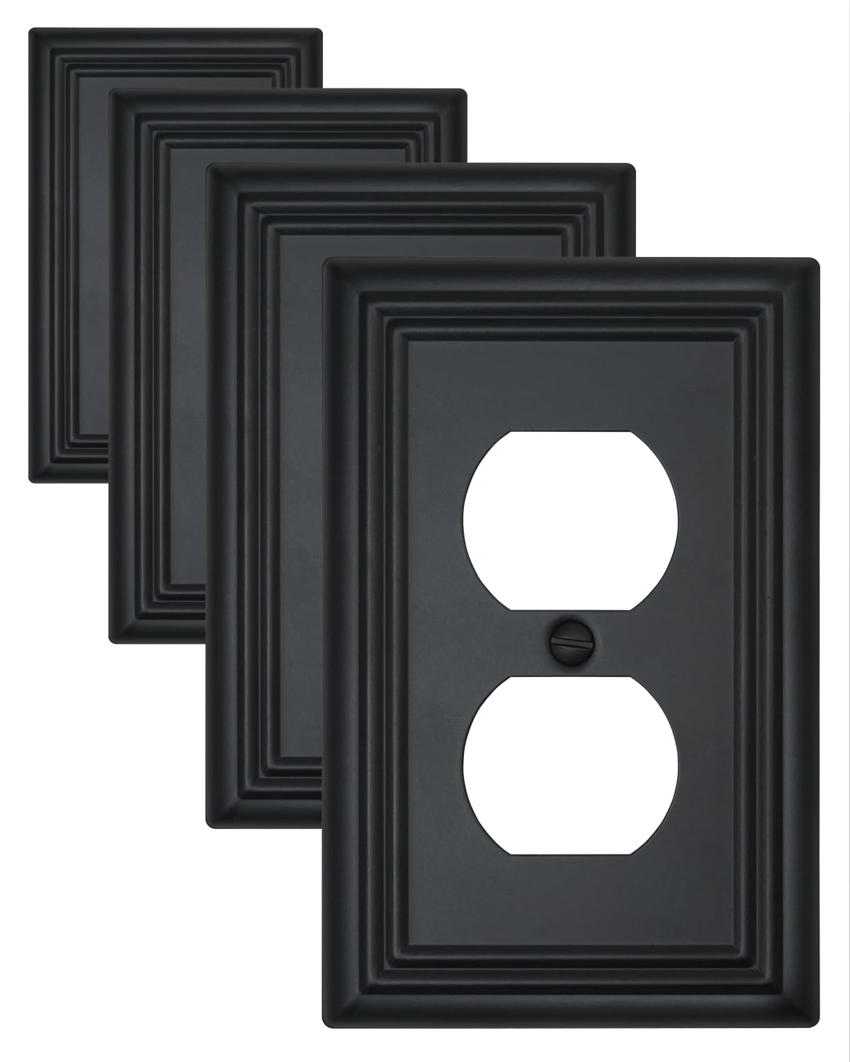 ZILLSEA 4-Pack Black Outlet Covers, Metal Duplex Wall plates ...