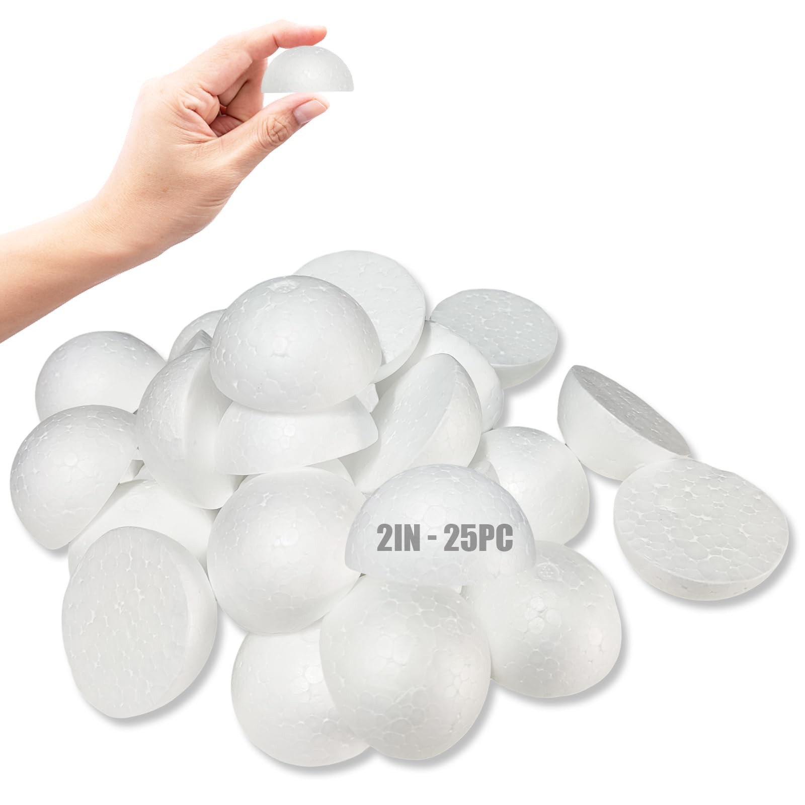 Amazon.com: Styrofoam Half Balls 2 Inch,25PC Large White Half Foam ...