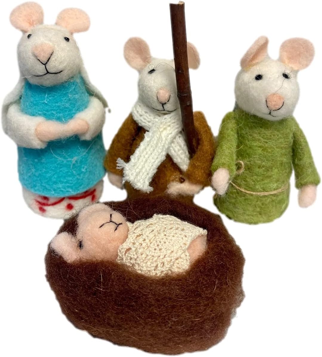 Pin Felt Needle Felt Nativity Mice Joseph Mary Baby Jesus Mouse Xmas ...