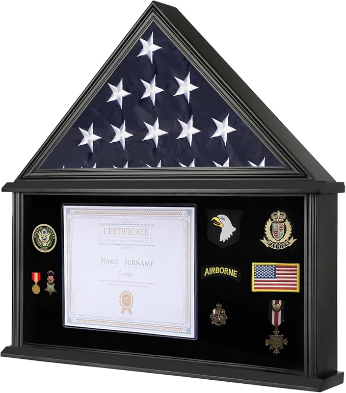 Amazon.com - Tieeqe Large Military Shadow Box Solid Wood Burial Flag ...