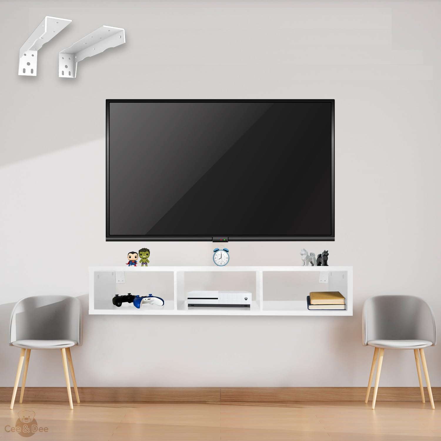 Amazon.com: HOMCOM Wall Mounted Media Console, Floating Stand Component ...