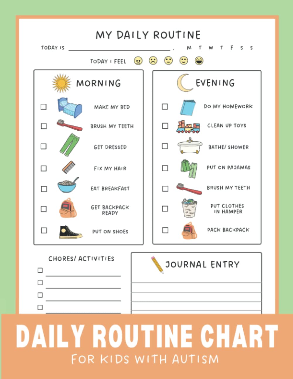 Daily Routine Chart for Kids with Autism: Journal With Pictures, Chores ...