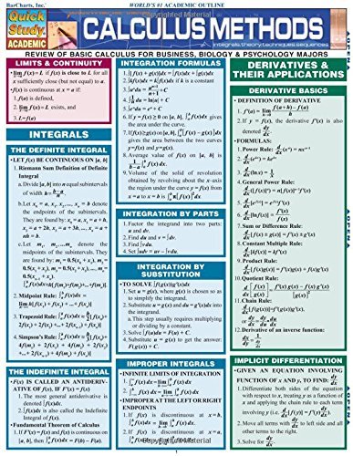 Calculus Methods (Quickstudy: Academic) by Inc. BarCharts (2004-10-28 ...