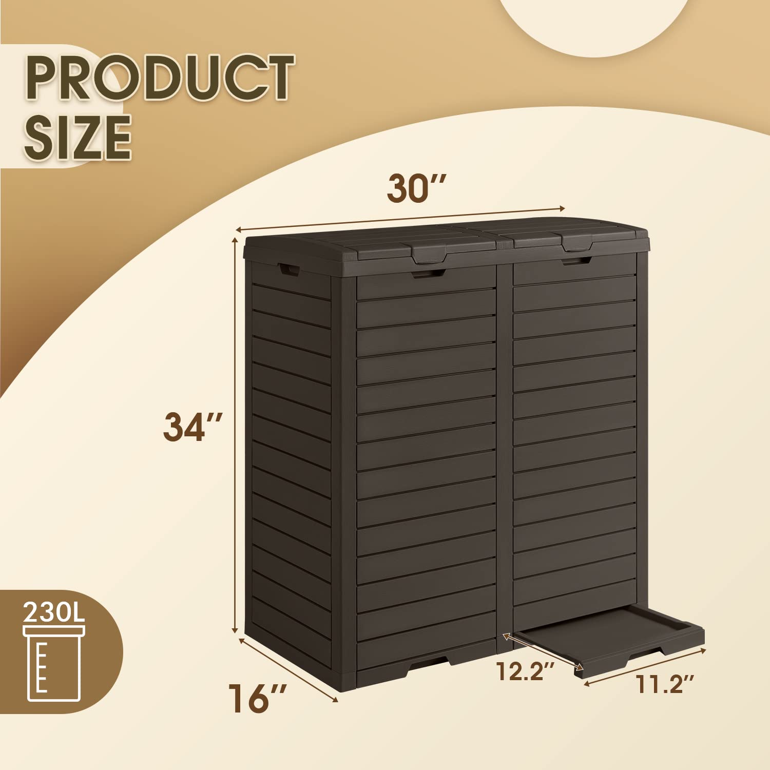 Snapklik.com : Greesum 78 Gallon Resin Outdoor Trash Can, Double Box ...