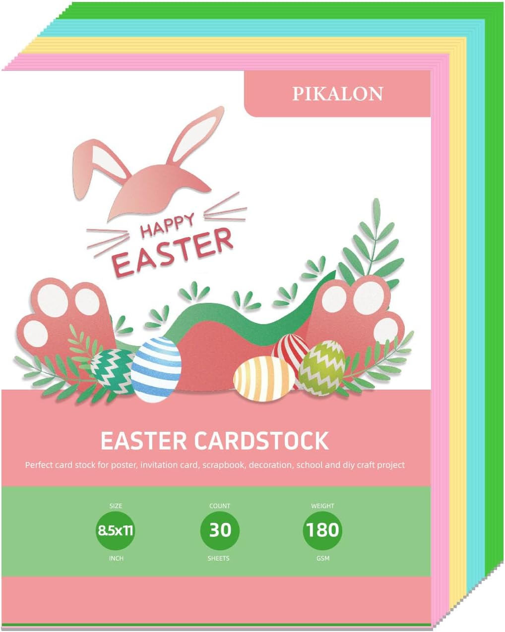 Amazon.com : Pikalon Easter's Day Colored Cardstock 8.5 x 11 Inches, 30 ...