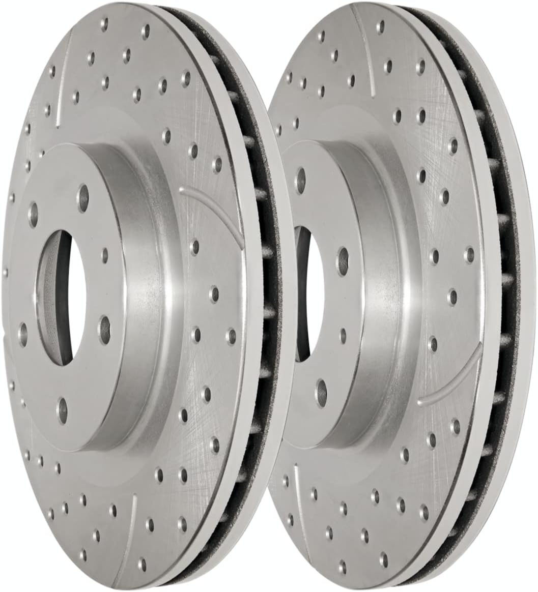 Amazon.com: AutoShack Pair 2 Front Drilled and Slotted Brake Rotors ...
