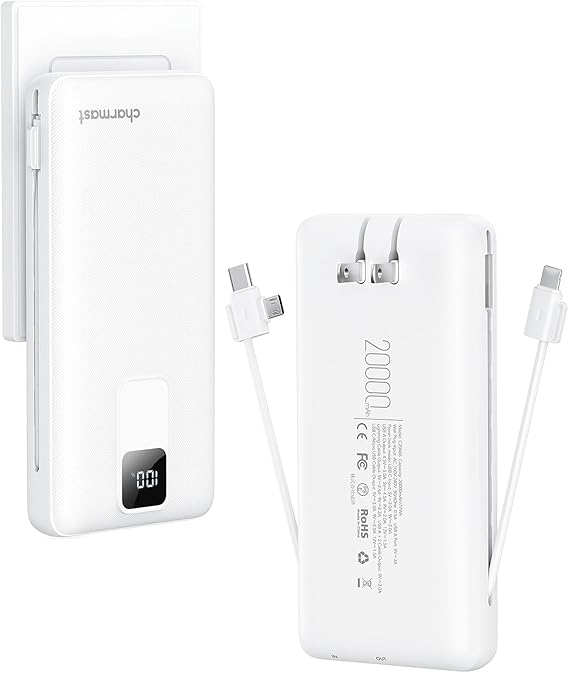 Amazon.com: charmast Portable Charger with Built-in Cables and Wall ...