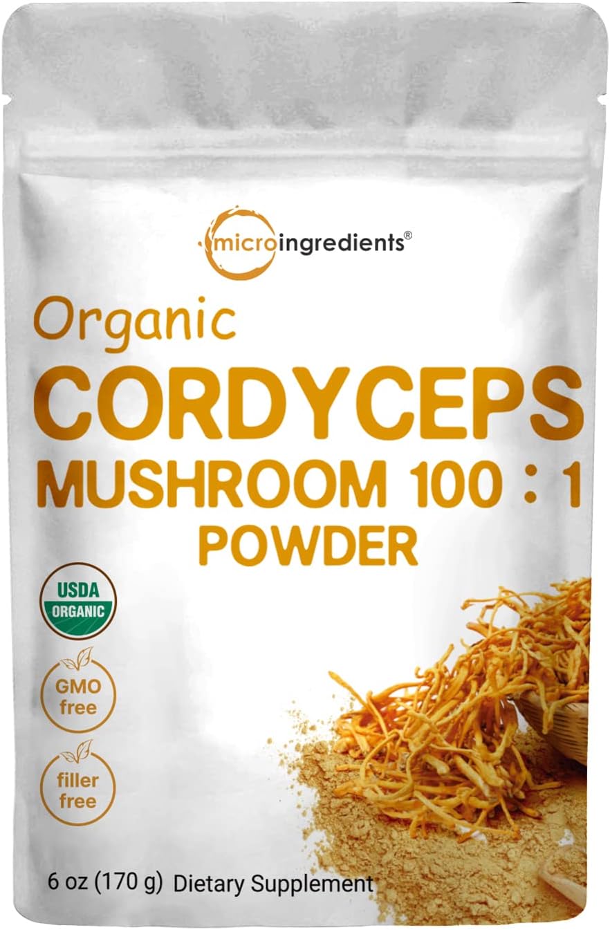 Amazon.com: Sustainably US Grown, Organic Cordyceps Mushroom Extract Powder 100:1, 6 Ounce, 30% ...