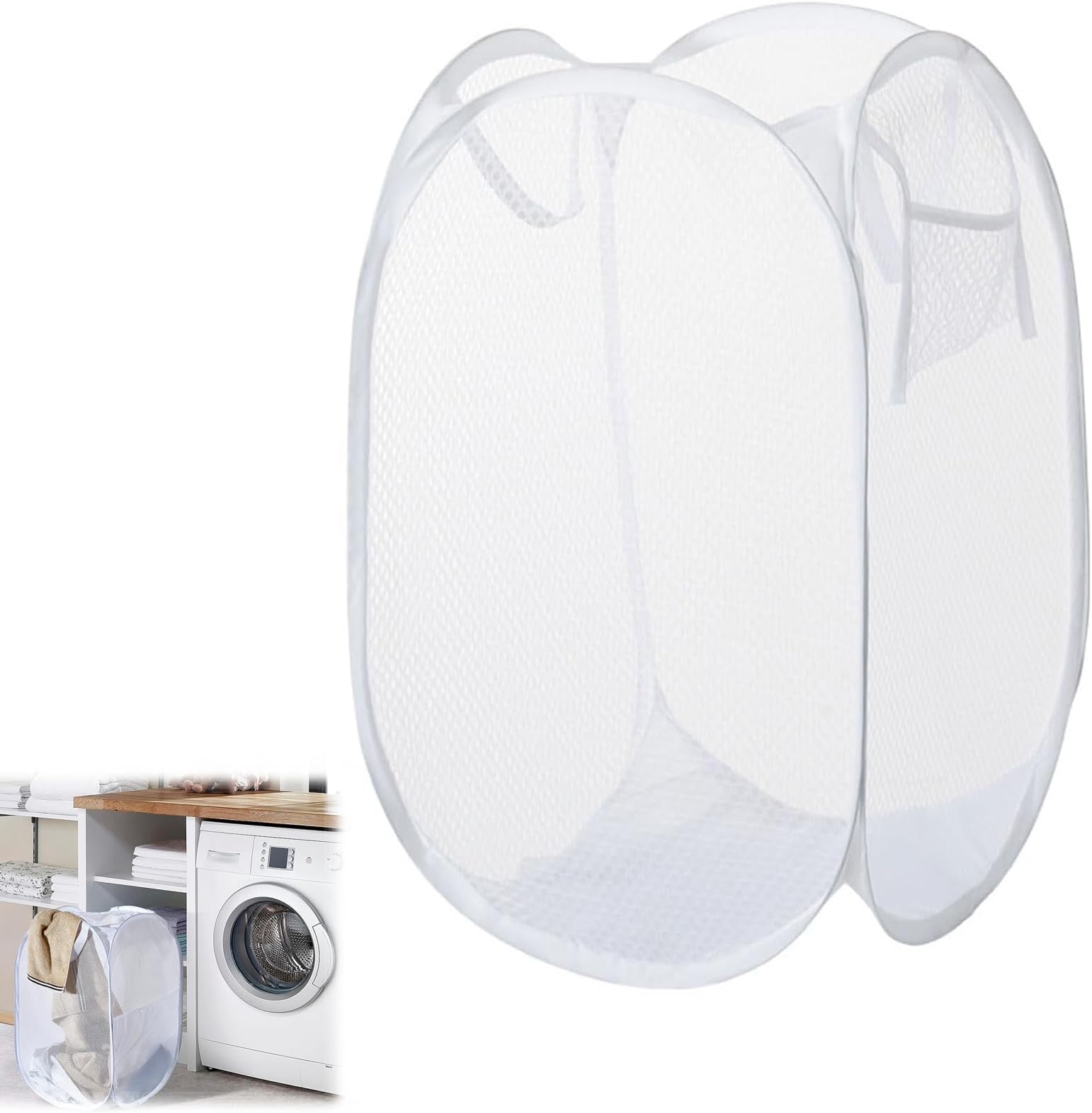 Pop Up Laundry Basket, Foldable Mesh Washing Laundry Basket Bag ...