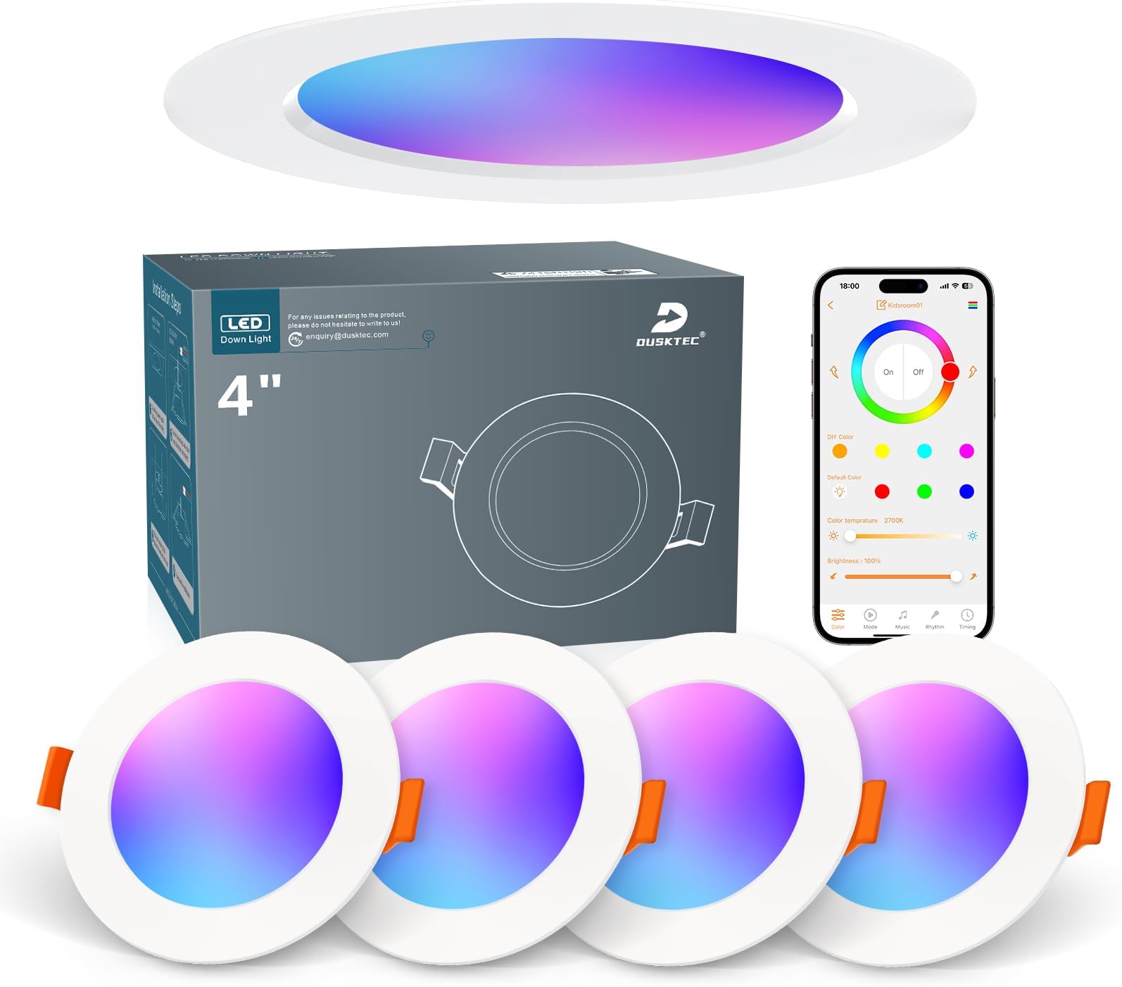 DUSKTEC Recessed LED Downlights Alexa, Smart Spot Lights Ceiling with ...