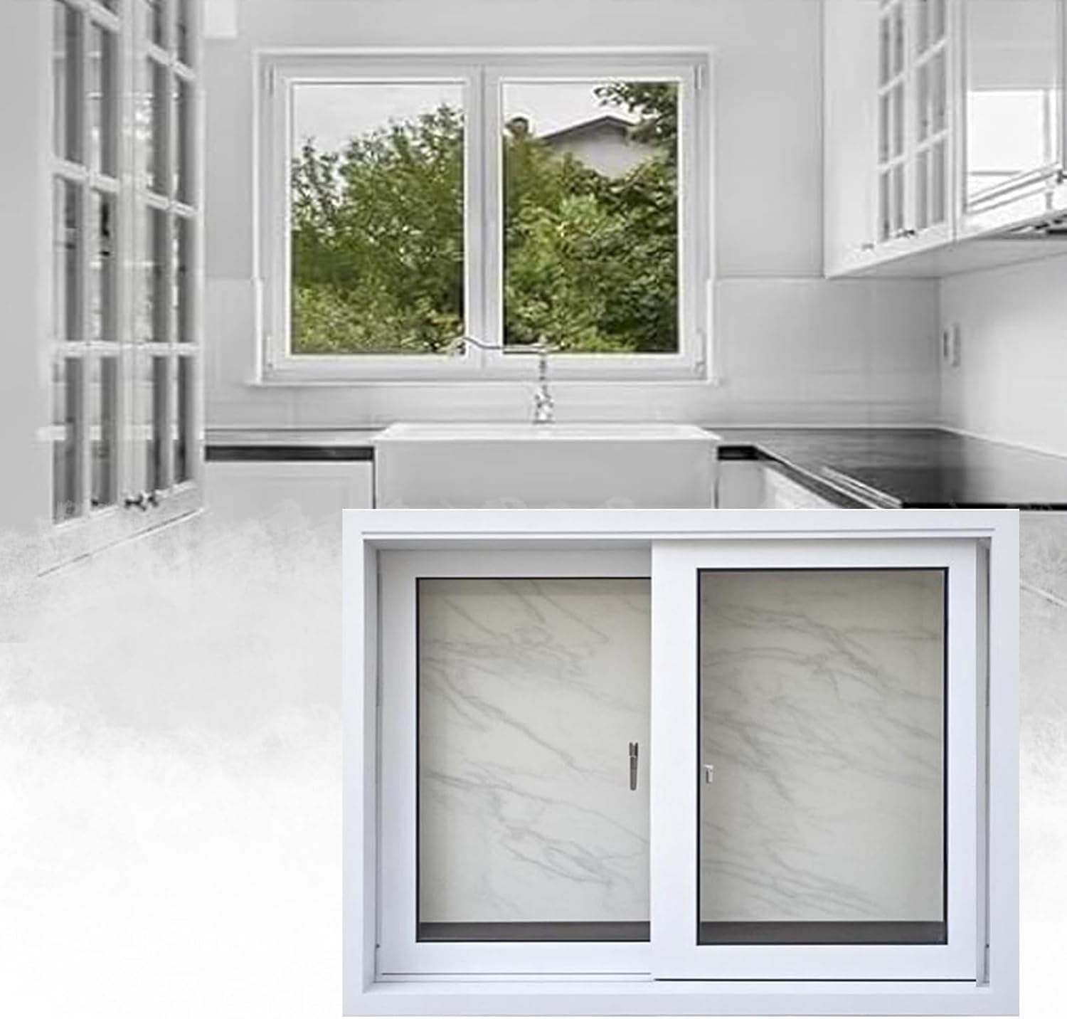 21x15in Transom Window, White 53x38cm Custom Size Horizontal Sliding ...