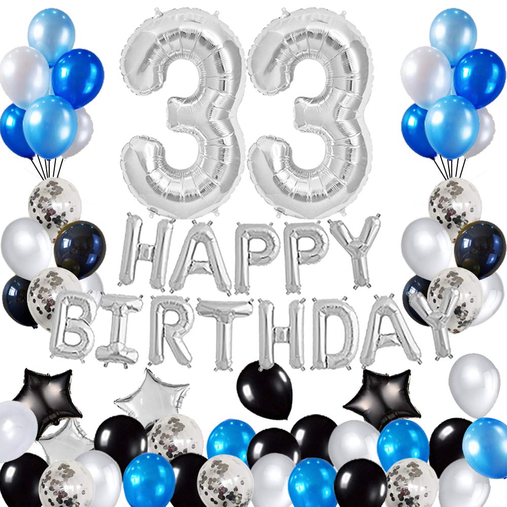 Amazon.com: Risehy 33rd Birthday Decorations Birthday Party Supplies ...