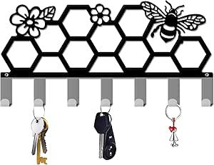 Amazon.com: INFUNLY Key Holder for Wall Hive and Bees Pattern Wall ...