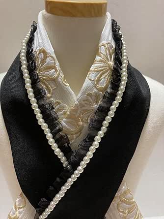 Amazon.co.jp: Frill Lace Pearl, Layered Collar, Overlapping Collar ...