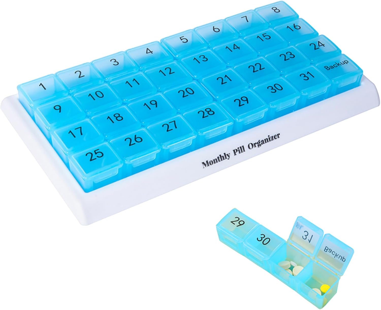 Amazon.com: Monthly Pill Organizer 31-Day Pill Box by Week, Large 4-Day ...