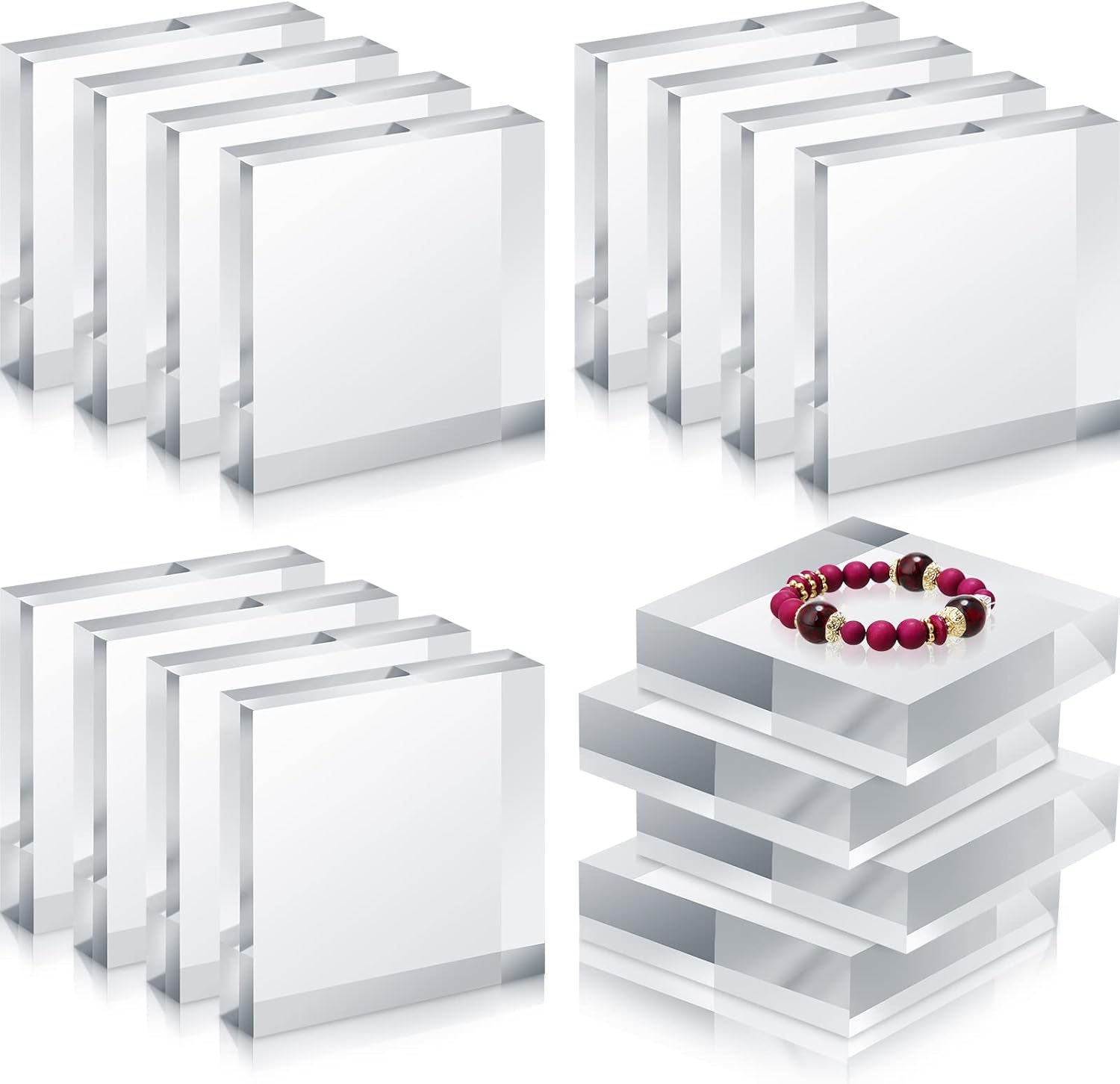 Amazon.com: Tatuo 16 Pieces Acrylic Blocks for Display 4 x 4 x 1 Inches ...