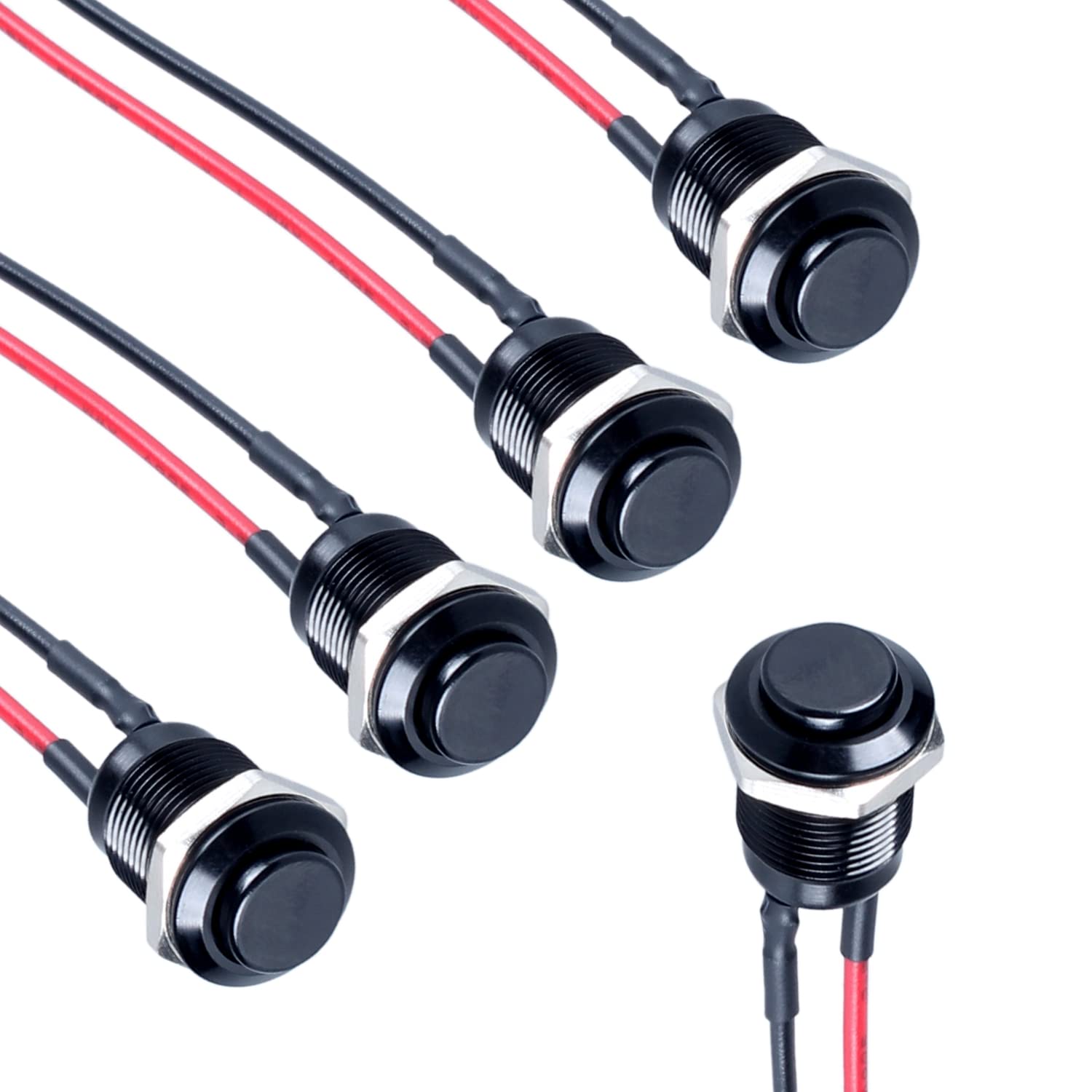 Snapklik.com : DMWD 5pcs 12mm Momentary Push Button Switch High Round Head