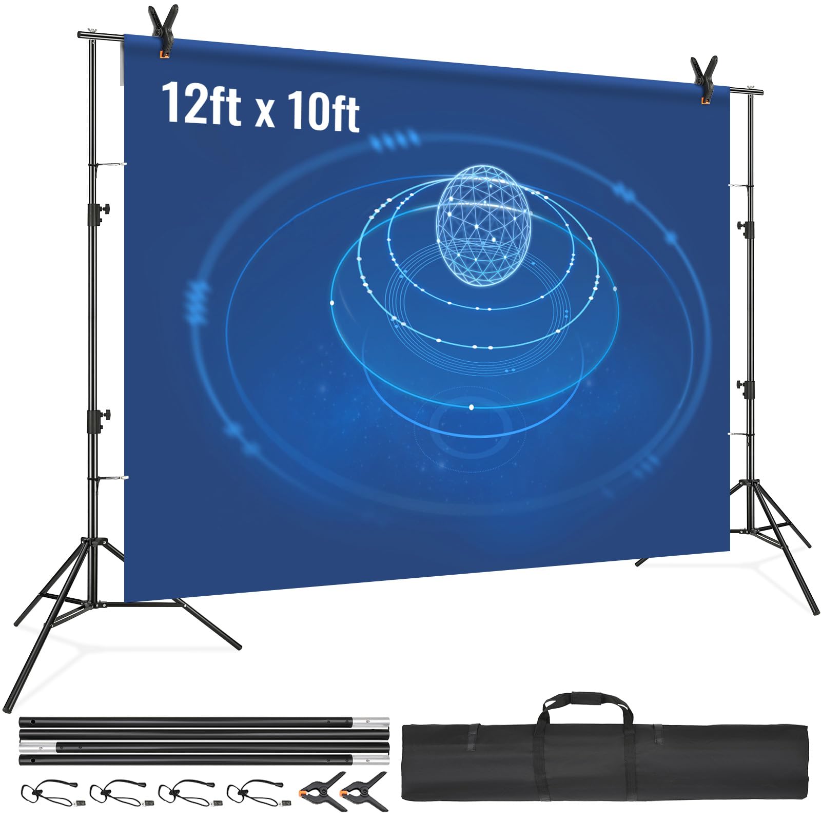 VEVOR 12 x 10 ft Heavy Duty Backdrop Stand, Height Adjustable ...