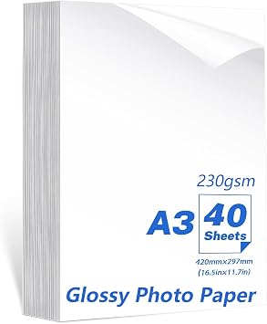 BYKVORL A3(11.69"×16.54") Glossy Photo Paper, Waterproof Glossy for ...