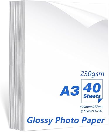 BYKVORL A3(11.69"×16.54") Glossy Photo Paper, Waterproof Glossy for ...