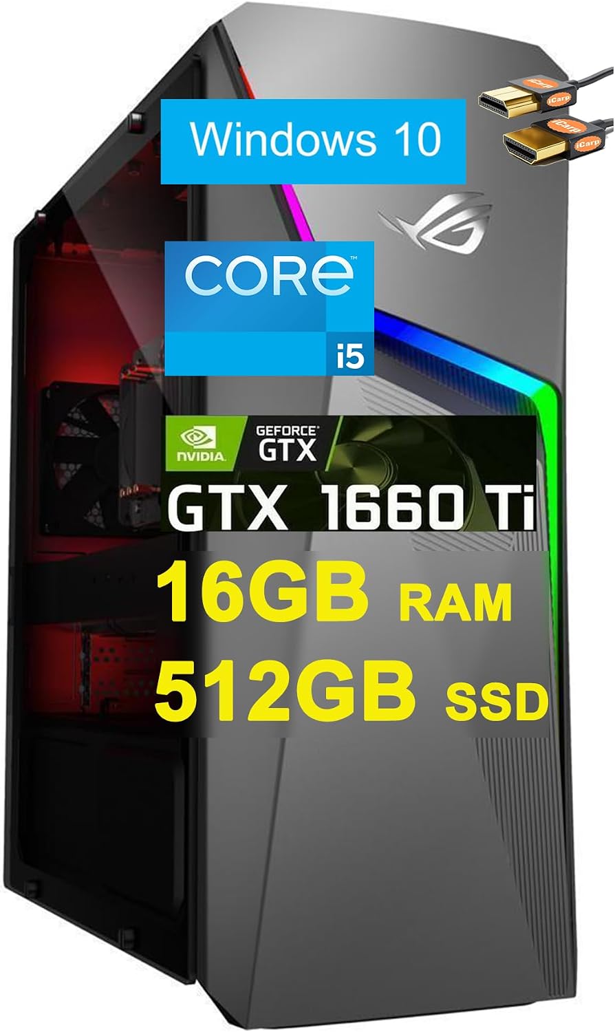Asus ROG Strix G10CE Gaming Desktop Computer Intel Hexa-Core i5-11400F ...