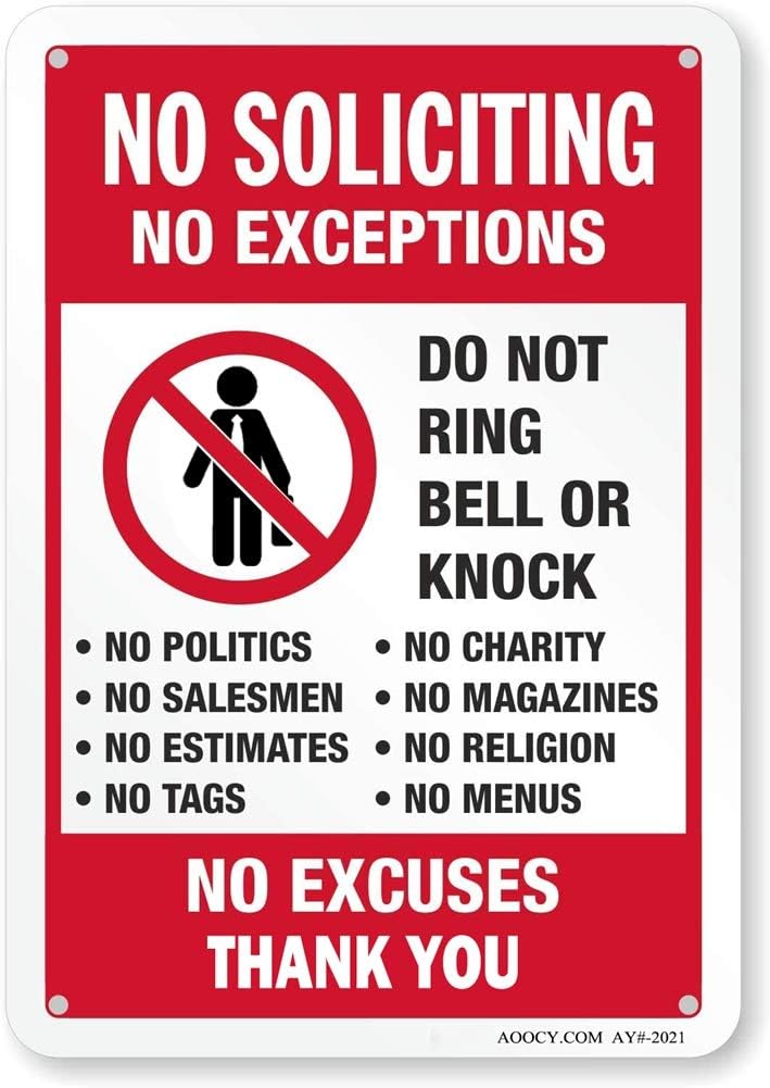 No Soliciting Sign, Funny Decor for House Door Office Business Yard ...