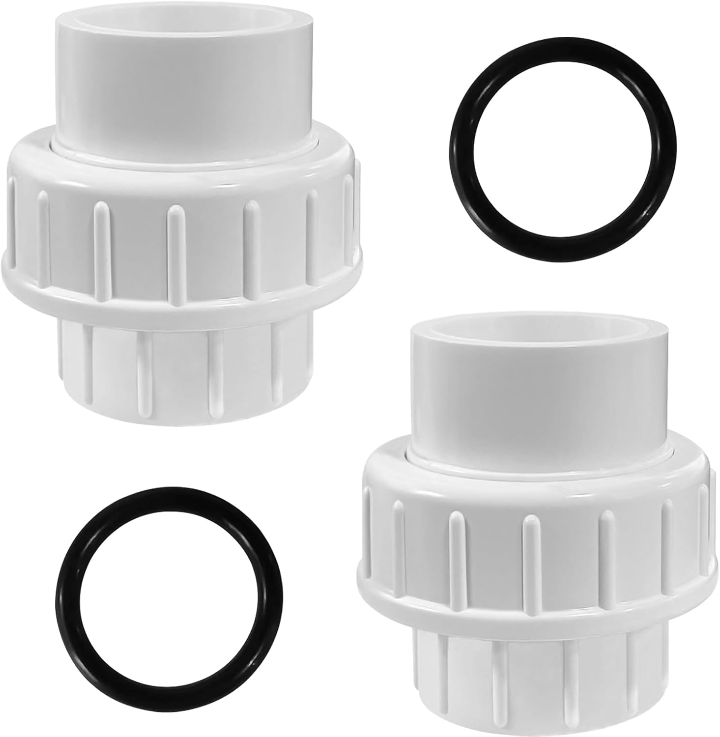 2Pcs PVC Union Pipe Fitting, 1-1/2 inch PVC Slip Union Coupling Adapter ...