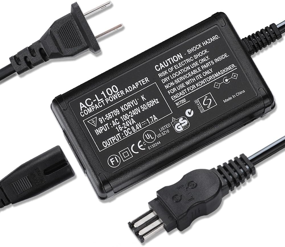 Amazon.com : AC-L200 Power Adapter for Sony Handycam DCR-SR46 DCR-SR47 ...